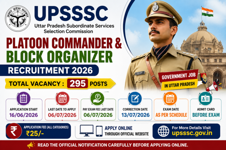 UPSSSC Platoon Commander / Block Organizer Recruitment 2026: Apply ...